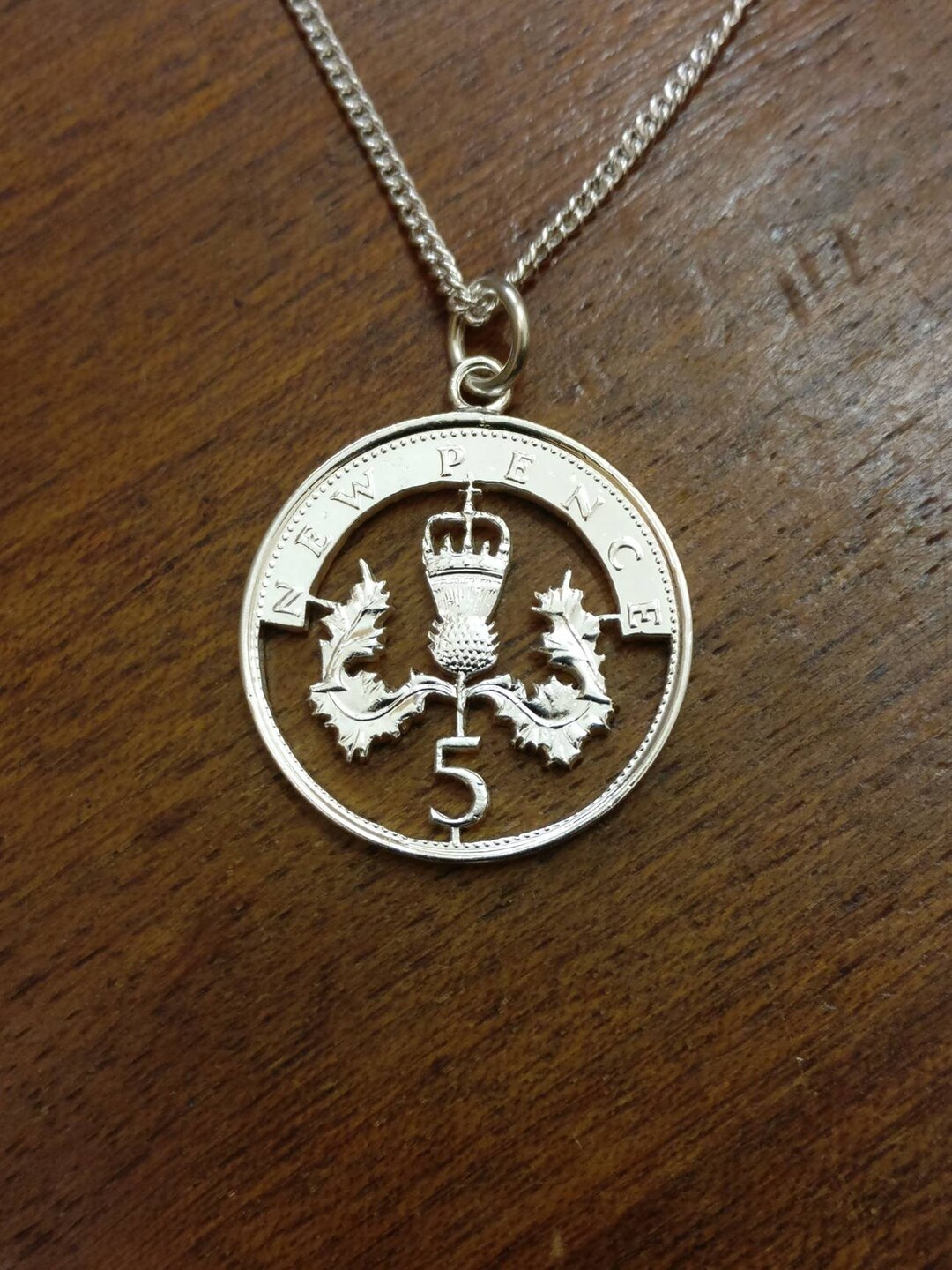 1968 Five Pence - Cut Out Coin Necklace - Etsy