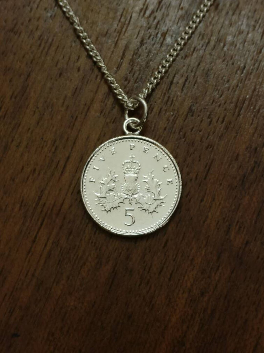 2000 Five Pence - Silver Plated Coin Necklace - Etsy