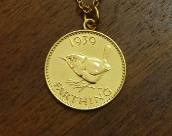 1944 George VI Farthing Gold Plated Coin Necklace - Etsy