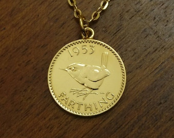 1955 Farthing Gold Plated Coin Necklace | Etsy
