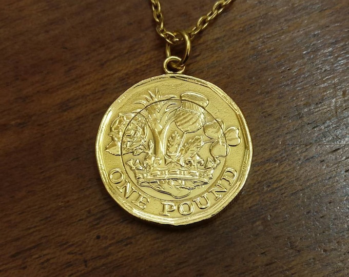 One Pound Gold Plated Coin Necklace new Design - Etsy
