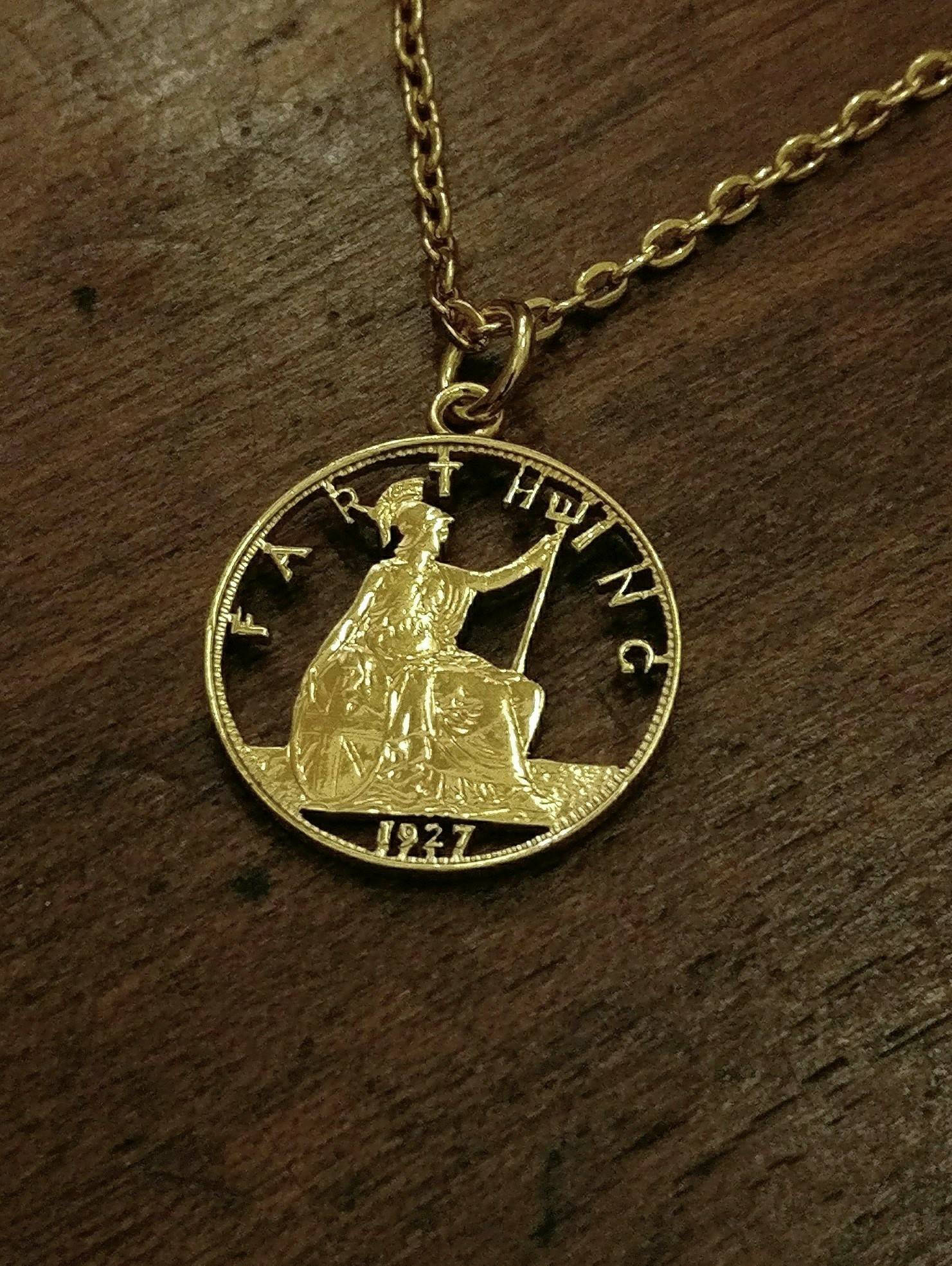 George V Farthing 1920-1936 Cut Out Coin Necklace | Etsy