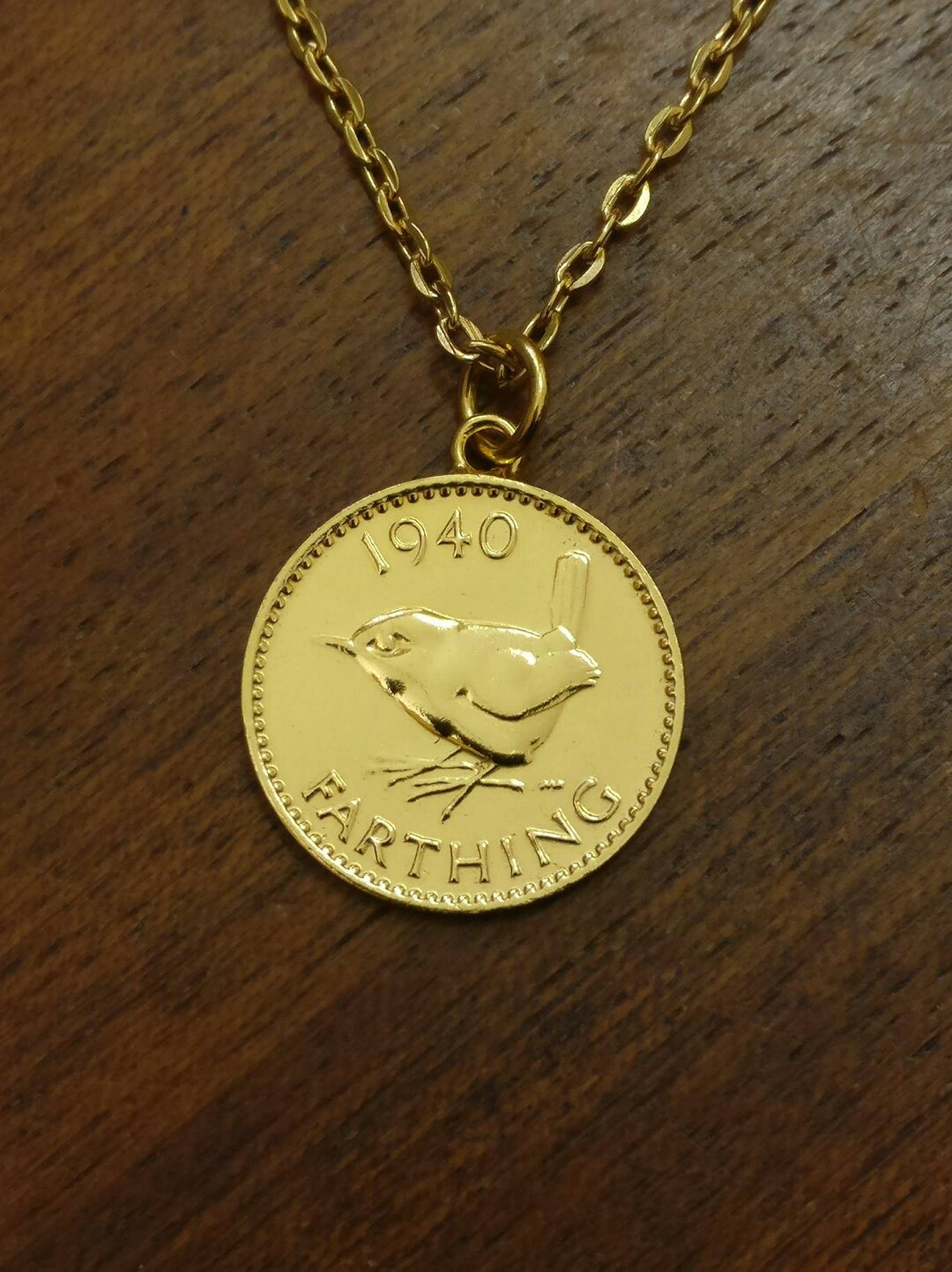 1940 George VI Farthing - Gold Plated Coin Necklace - Etsy