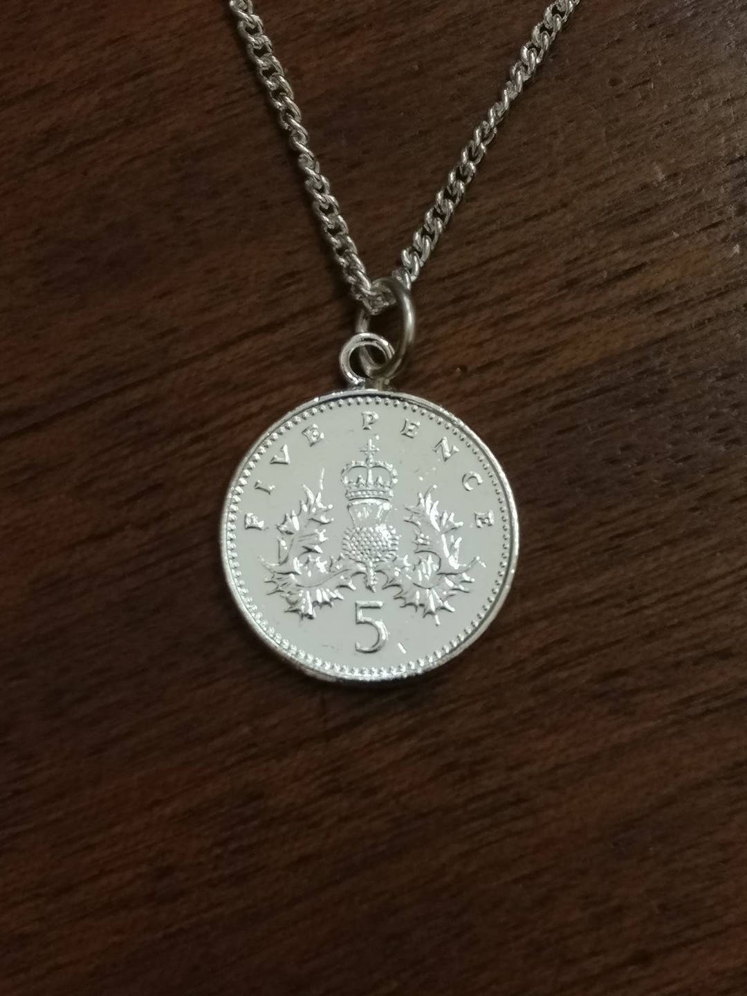 1992 Five Pence - Silver Plated Coin Necklace - Etsy UK