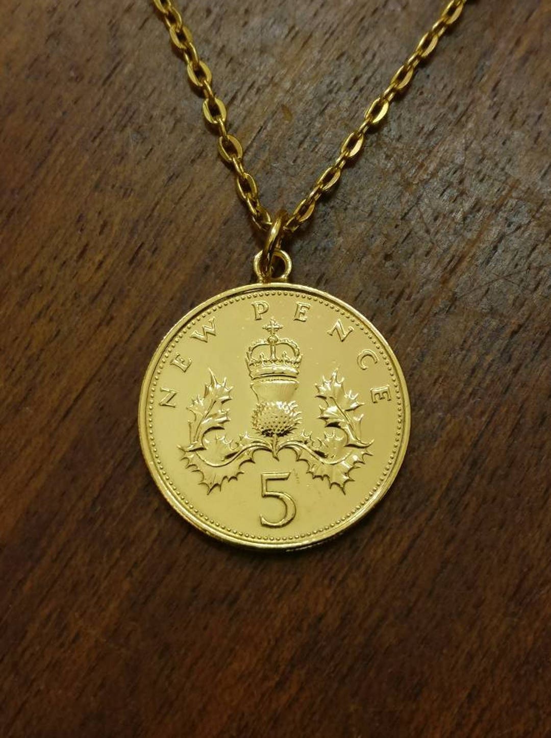1968 Five Pence - Gold Plated Coin Necklace - Etsy
