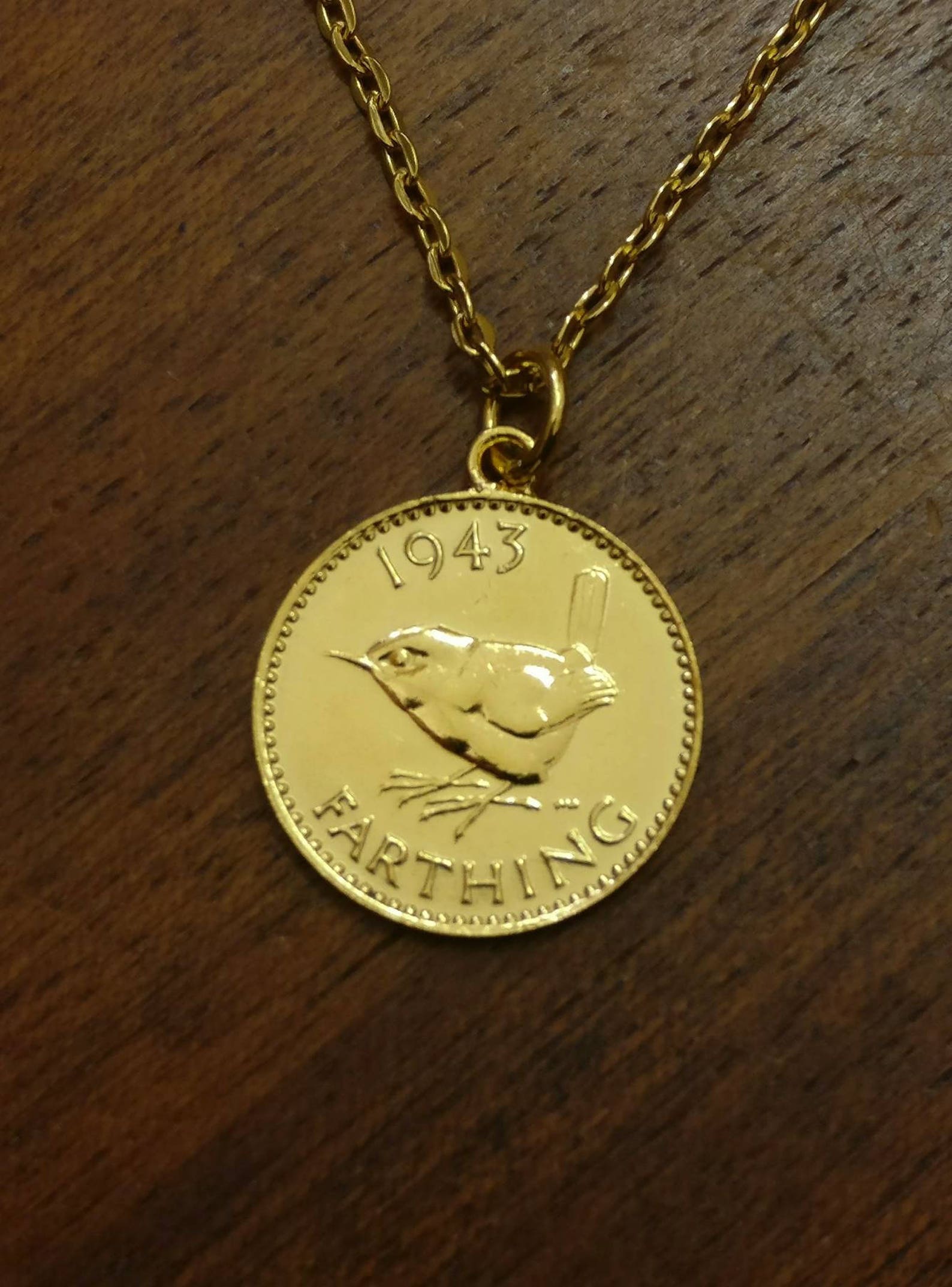 1943 George VI Farthing - Gold Plated Coin Necklace - Etsy