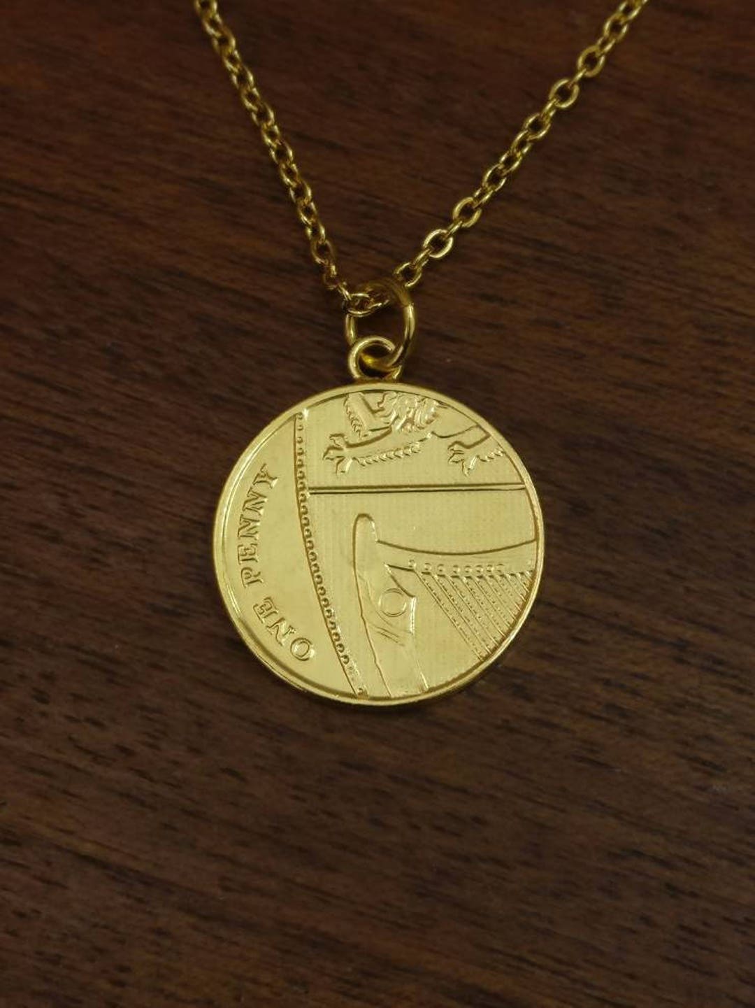 2010 One Penny - Collier de pièces plaqué or - Etsy France