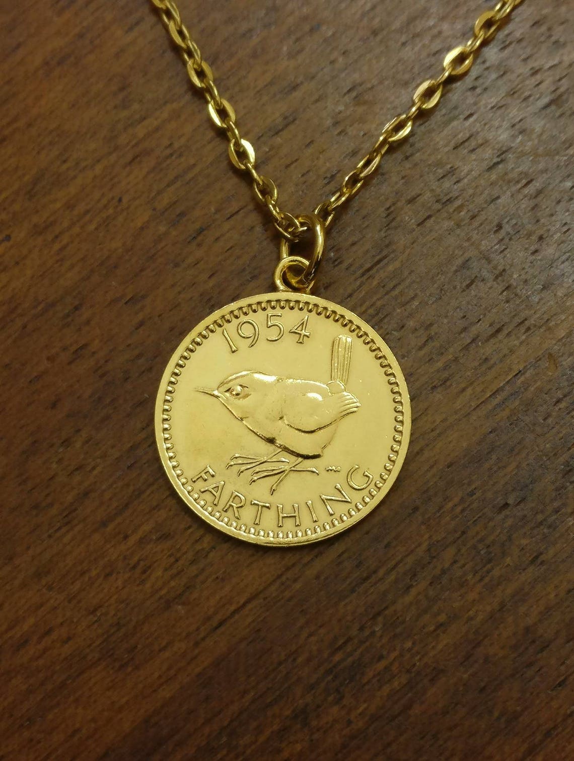 1954 Farthing Gold Plated Coin Necklace - Etsy