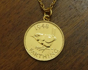 1949 George VI Farthing Gold Plated Coin Necklace | Etsy