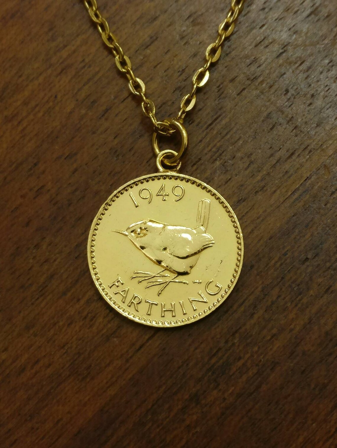 1949 George VI Farthing - Gold Plated Coin Necklace - Etsy