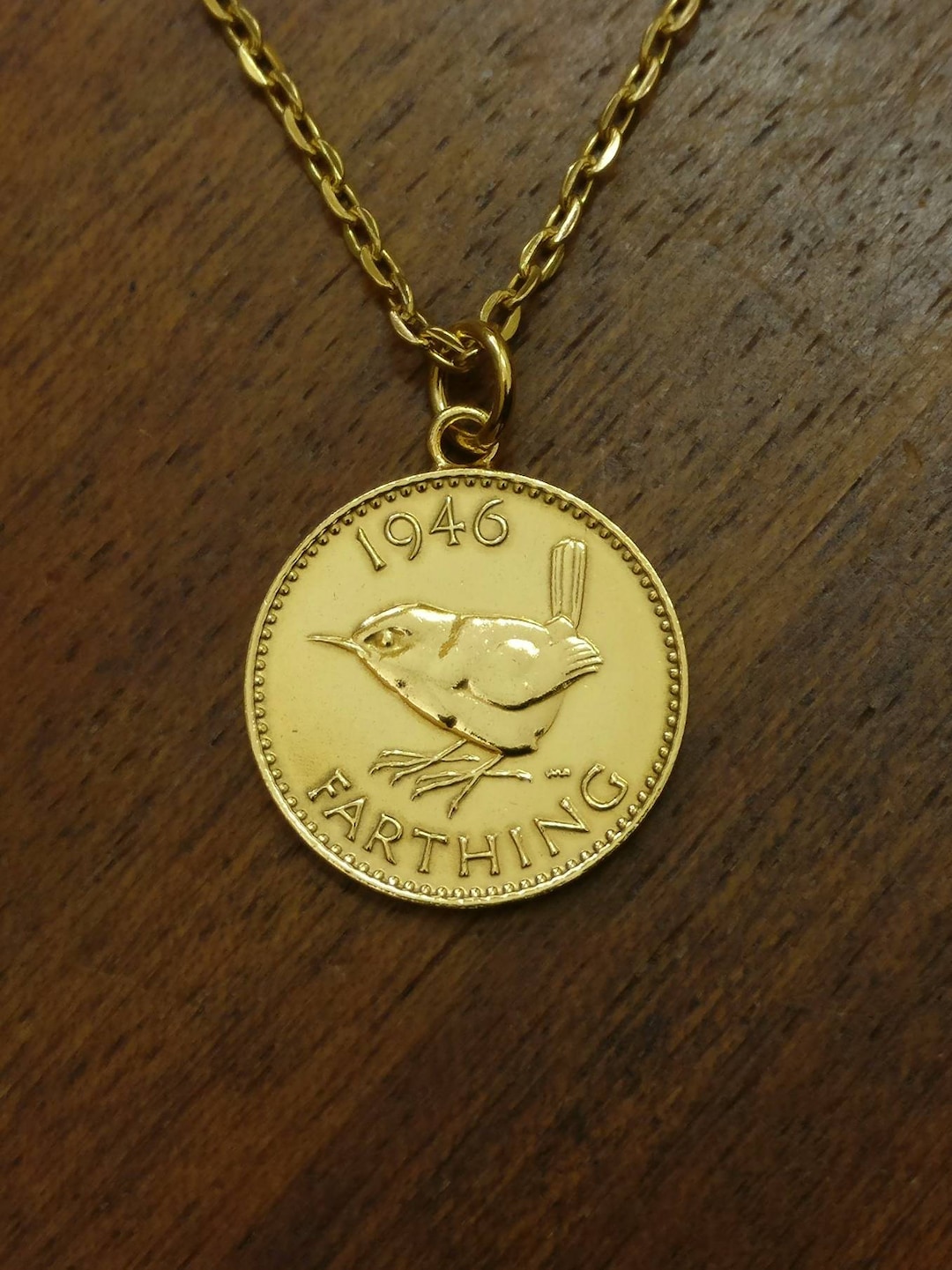 1946 George VI Farthing - Gold Plated Coin Necklace - Etsy