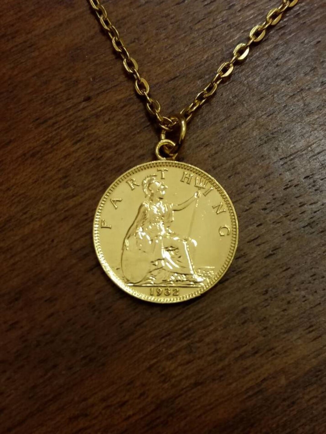 1932 George V Farthing - Gold Plated Coin Necklace - Etsy