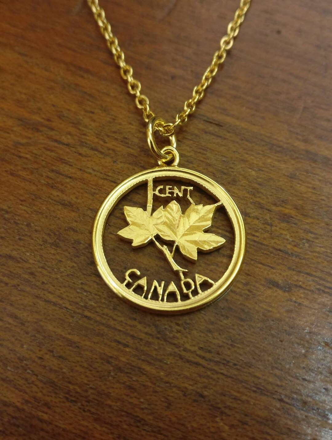 Canadian One Cent - Gold Plated Cut Out Coin Necklace - Etsy