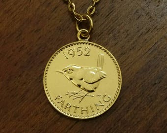 1949 George VI Farthing Gold Plated Coin Necklace | Etsy