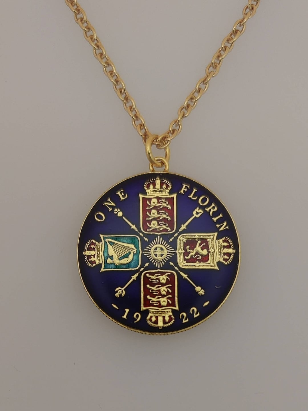 1922 George V Florin - Enamelled Coin Necklace - Etsy