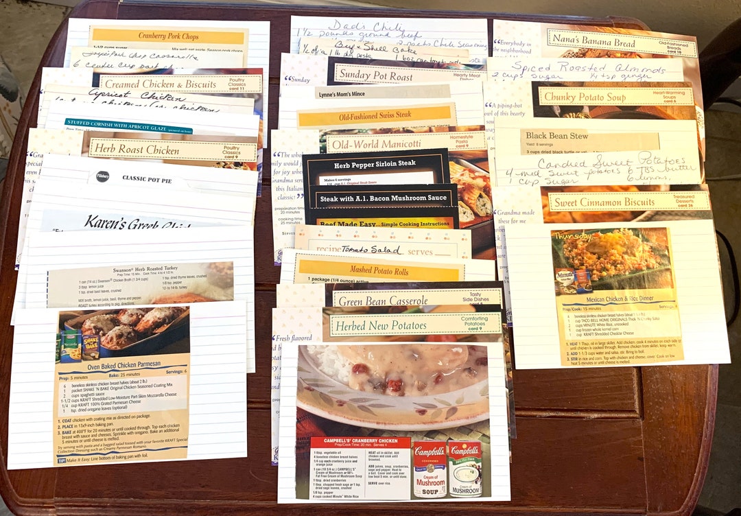 Lot of 30 Vintage Recipe Cards - Magazine Clips, Newspaper, Handwritten ...