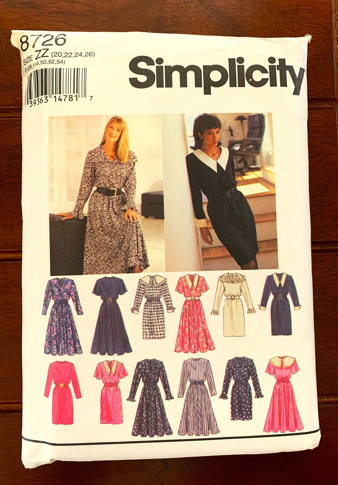 Vintage Simplicity Pattern 8726 in Size 20-26, Misses Dress With Slim ...