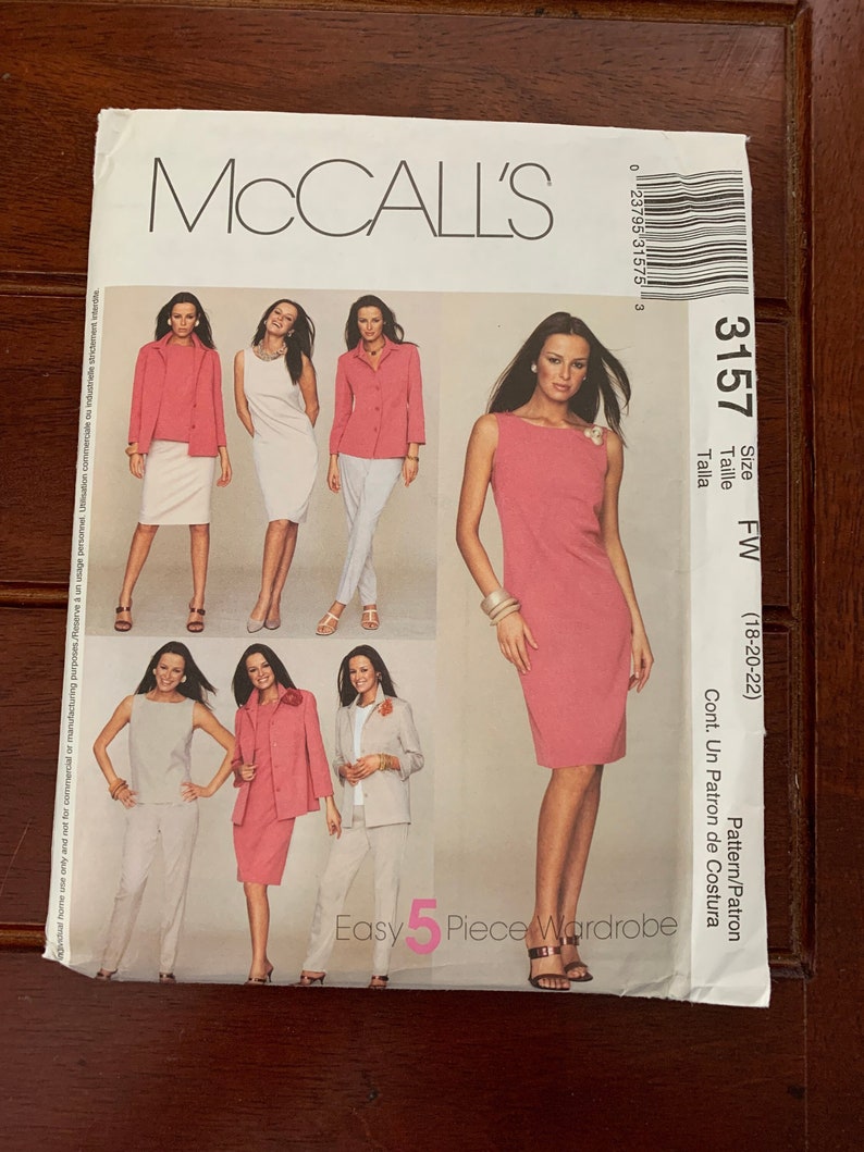 Vintage Mccall's Pattern #3157 (18-20-22) Misses' Dress, Top Shirt ...