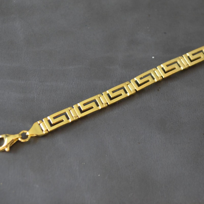 Gold Greek Key Link Chain - Etsy