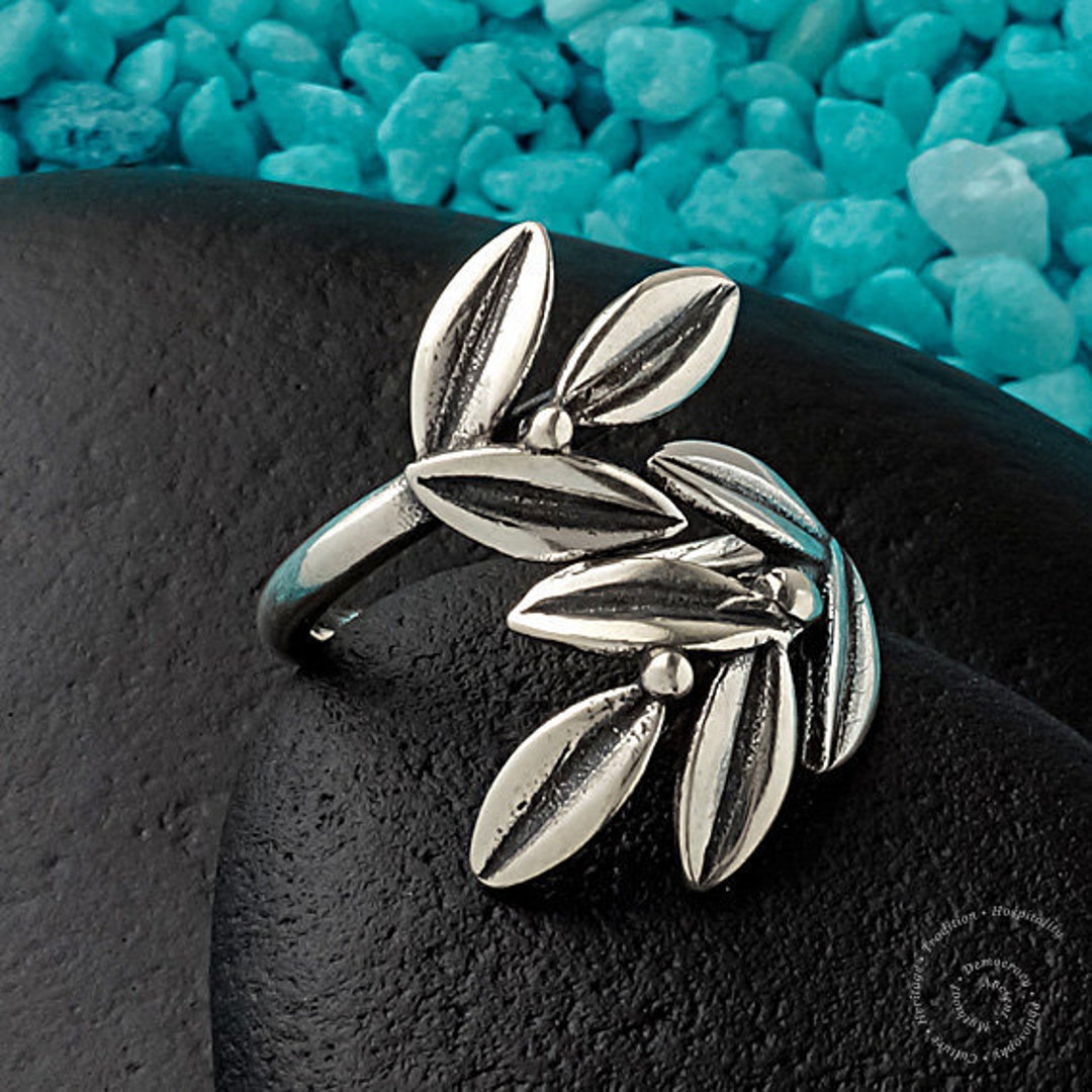 Olive Branch Ring, Sterling Silver Ring, Olive Tree Branch Ring, Greek ...