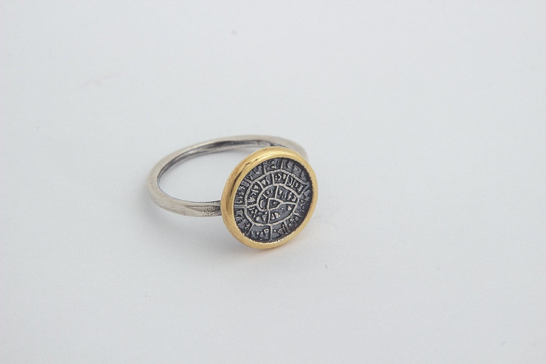 Silver Phaistos Ring,greek Phaistos Ring,paistos Disc Silver Ring - Etsy