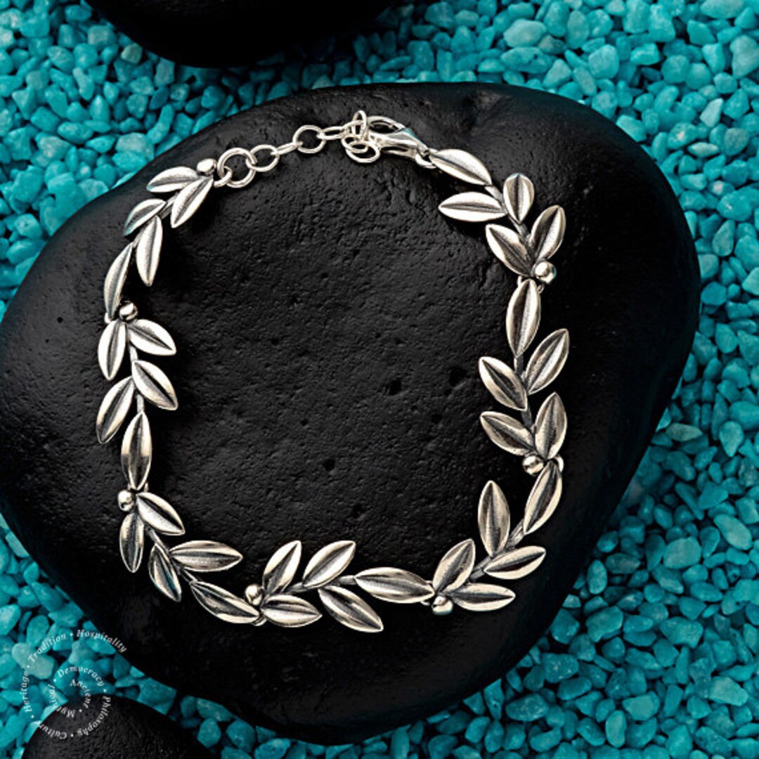 Sterling Silver Branch of Olive Bracelet, Sterling Silver Handmade ...
