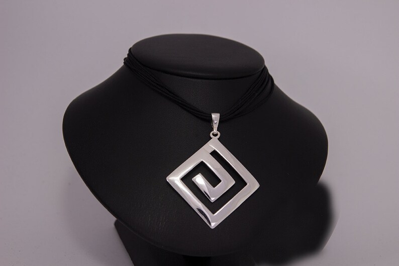 Rhombus Shaped Meander Pendant Sterling Silver Pendant Greek | Etsy
