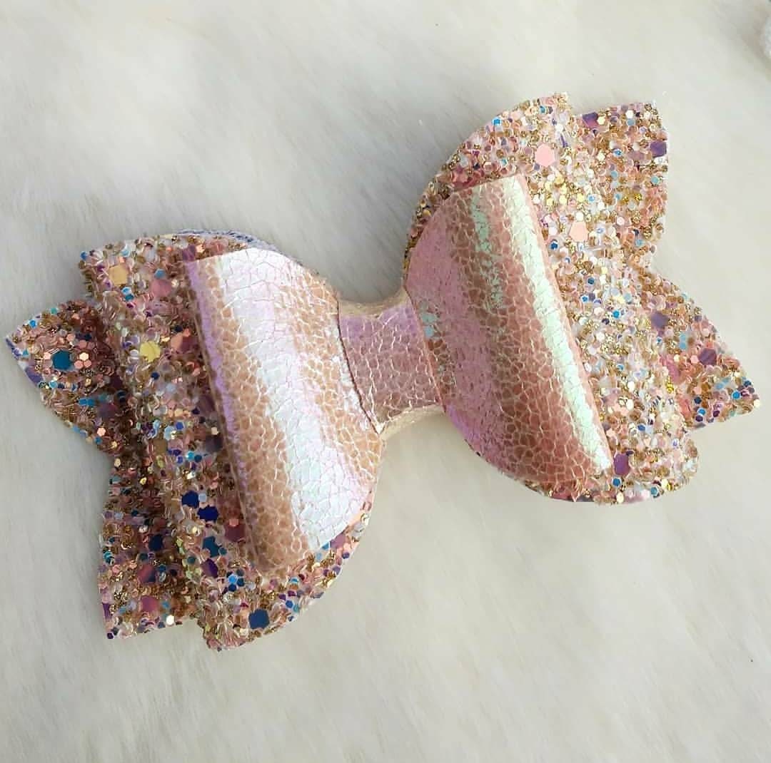 PINK CRYSTAL // Pink Glitter Hair Bow, Pink Iridescent Hair Bow, Pink ...