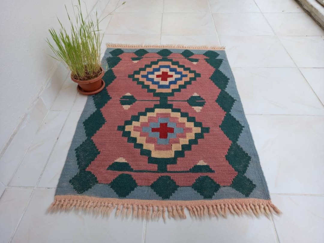 3x2 Pink Rug,3x2 Rug,vintage Kilim Rug,handknotted Rug,wool Rug,home ...