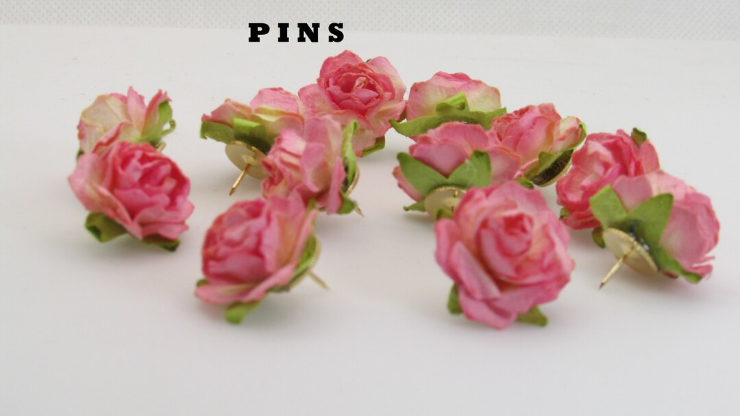 Beautiful Decorated 12 Pink Rose Flower Pins Thumbtacks - Etsy