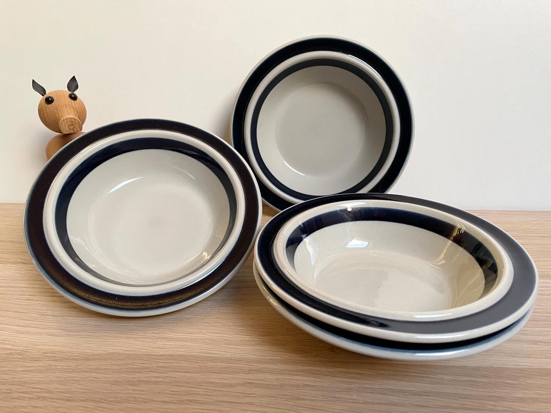Arabia Anemone 4 Deep Plates / Soup Plates / Bowls, Designed by Ulla ...