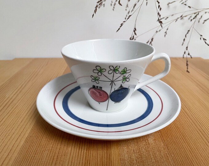 Rörstrand Pomona Tea Cup and Saucer, Designed by Marianne Westman, Made in Sweden, Rorstrand ...