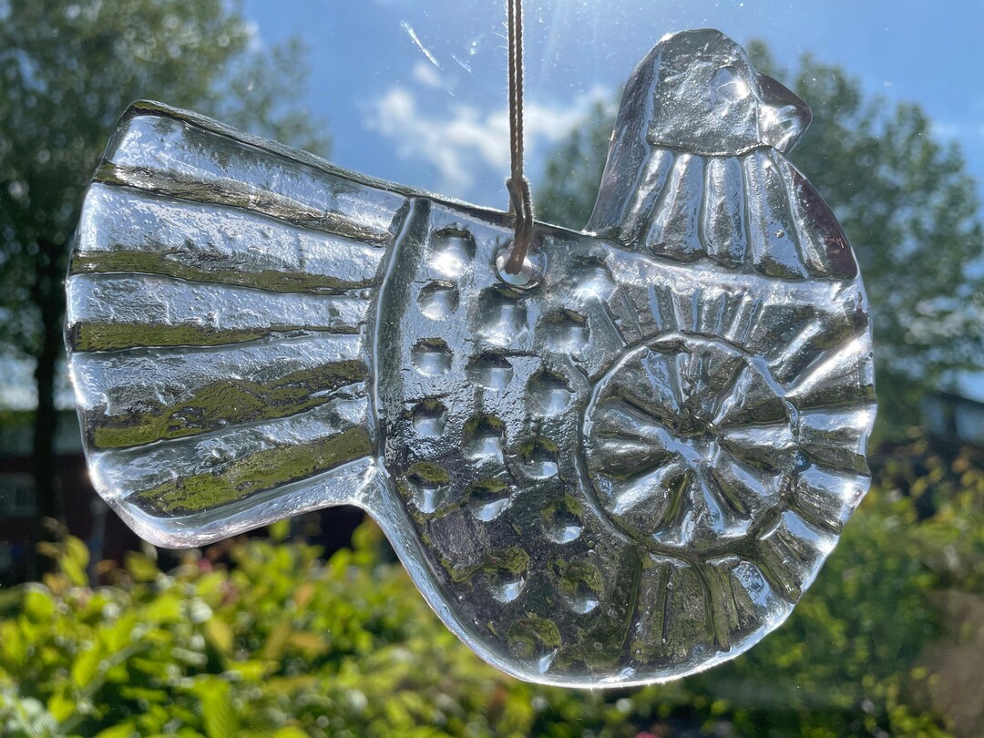 Pukeberg Suncatcher / Window Decoration, Bird in Clear Glass, Designed ...