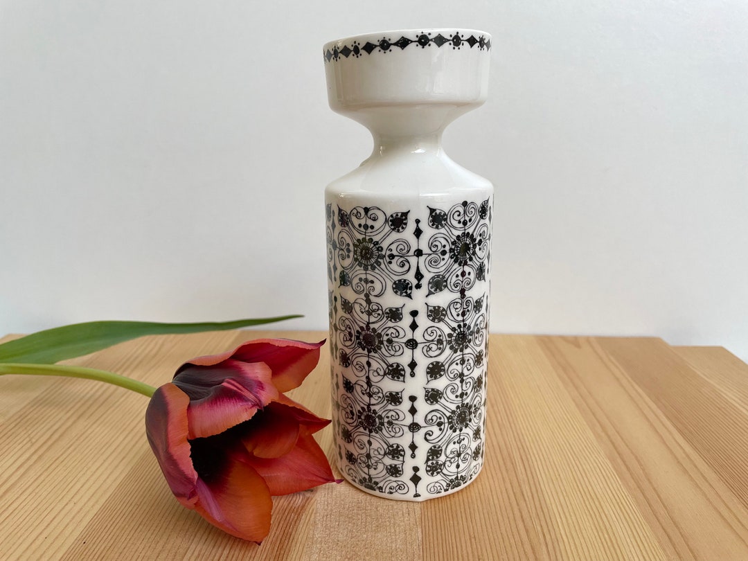Figgjo Flint Vase / Candle Holder With Black Geometric - Etsy