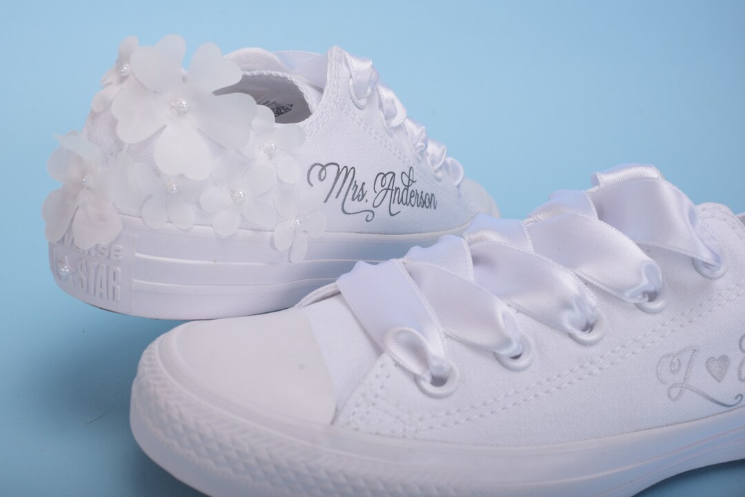 Personalized Wedding Converse Shoes for Bride, Personalised Bride ...