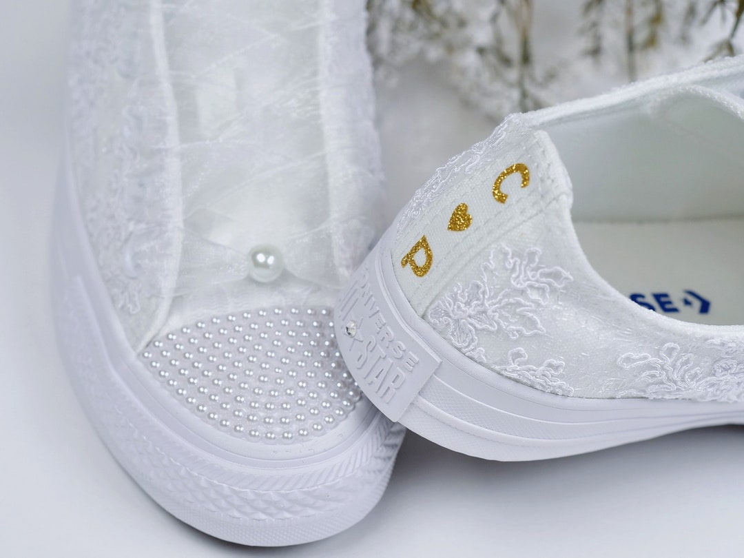 Luxury Bride Shoes, Lace Wedding Flats for Bride, Bridal Low Heel ...