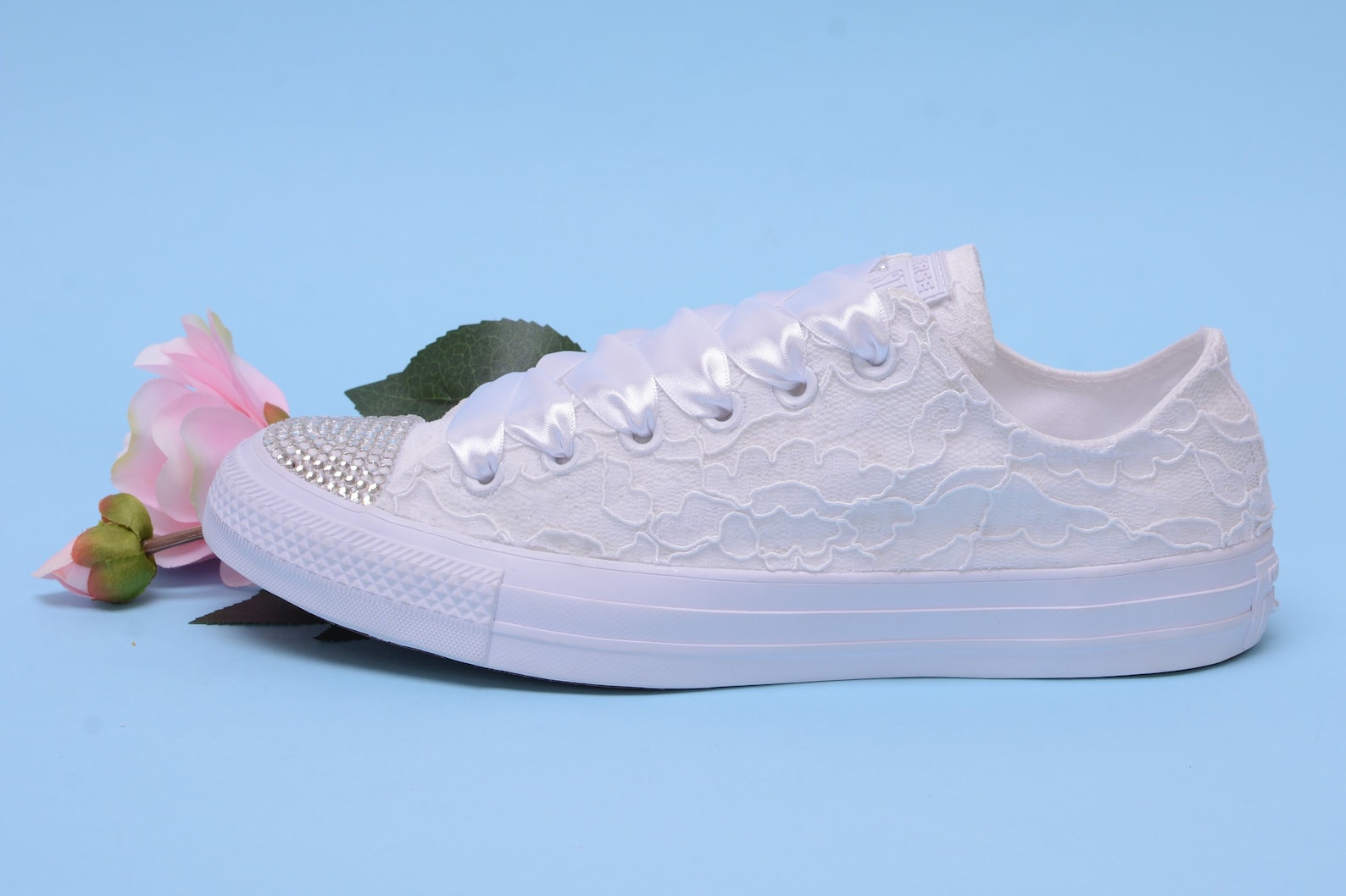 White Lace Converse Shoes for Bride White Bridal Converse - Etsy