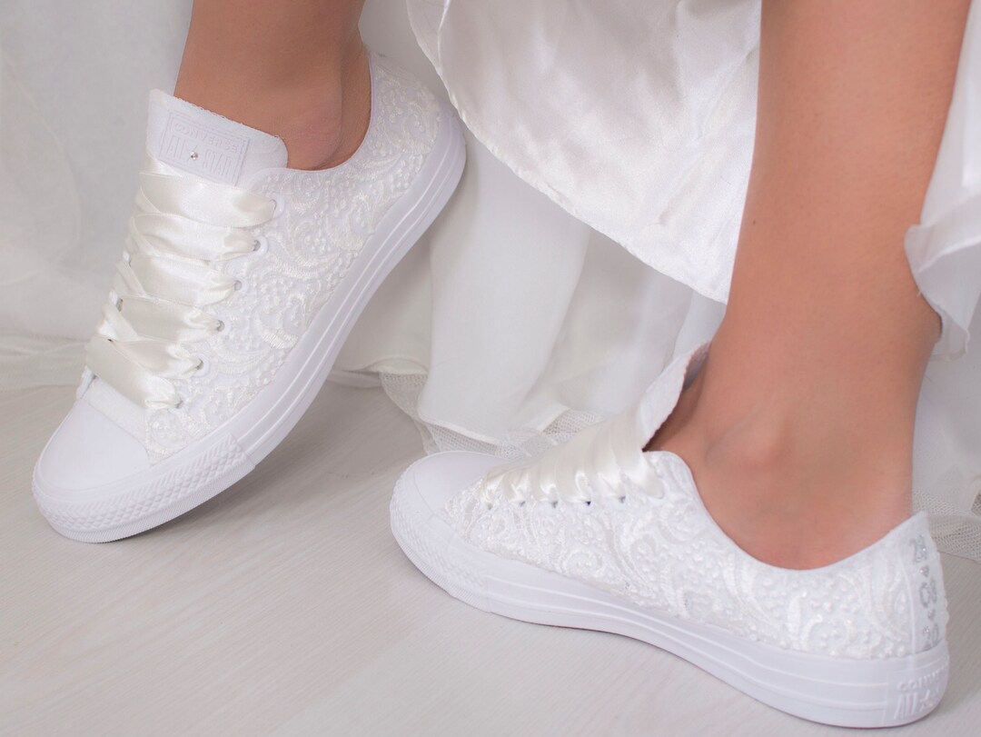 Luxury Ivory Bridal Converse Lace Low Top Custom Converse - Etsy
