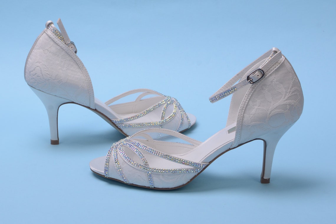 Ivory Wedding Shoes For Bride Heels Lace Wedding heels | Etsy