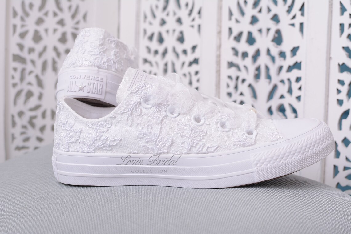 Luxury Ivory Wedding Converse Lace Low Top Custom Converse - Etsy UK