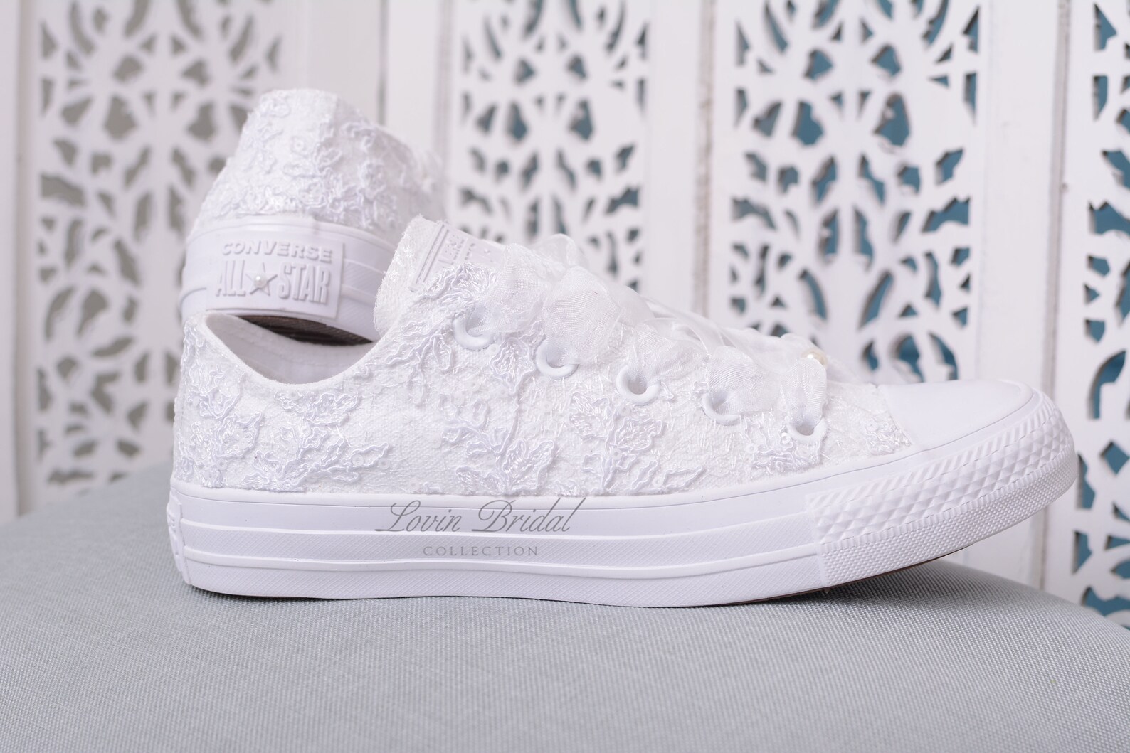 Luxury Ivory Wedding Converse Lace Low Top Custom Converse - Etsy