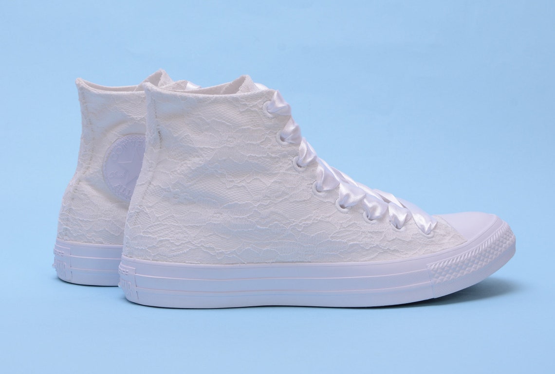High Top Wedding Converse for Bride White Lace Converse High | Etsy