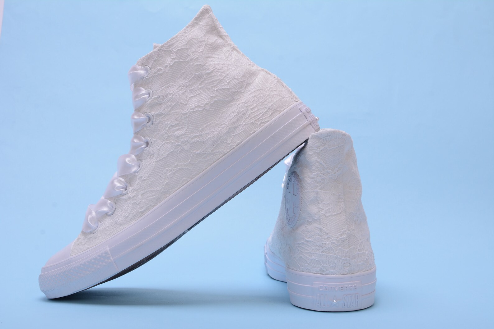 High Top Wedding Converse for Bride, White Lace Converse High Top ...