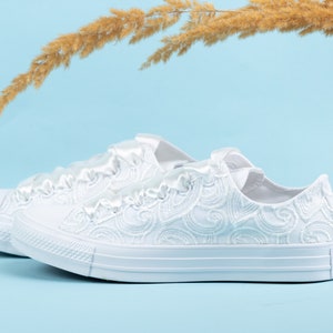 Ivory Wedding Converse for Bride, Personalized Custom Bridal Trainers ...