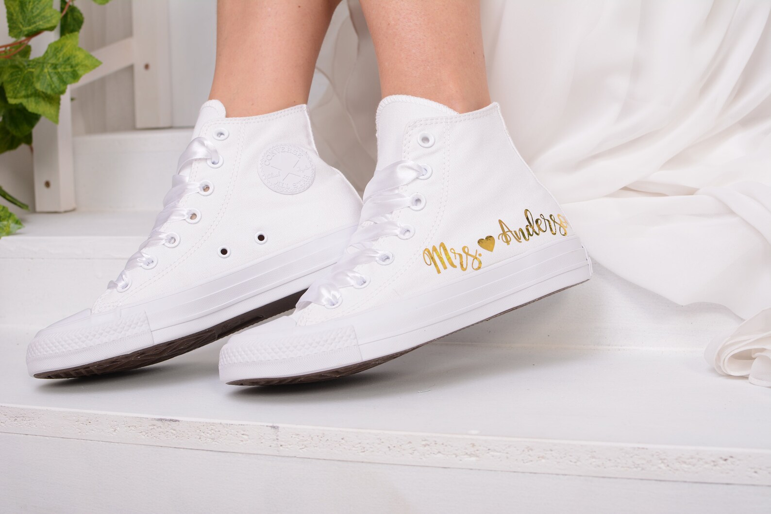 Personalized Wedding Converse for Bride Silver or Gold Foil | Etsy