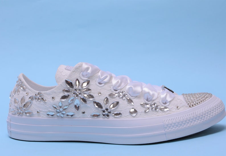 Custom Converse Sneakers With Rhinestone Wedding Sneakers | Etsy
