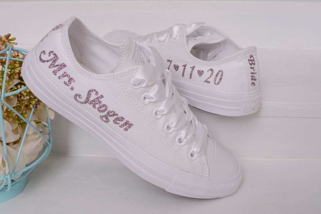 Personalized Wedding Converse for Bride, Personalised Bridal Trainers ...