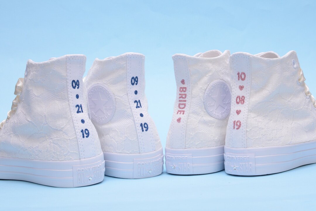 Personalized Ivory Wedding Converse High Top, Custom Bridal Converse ...