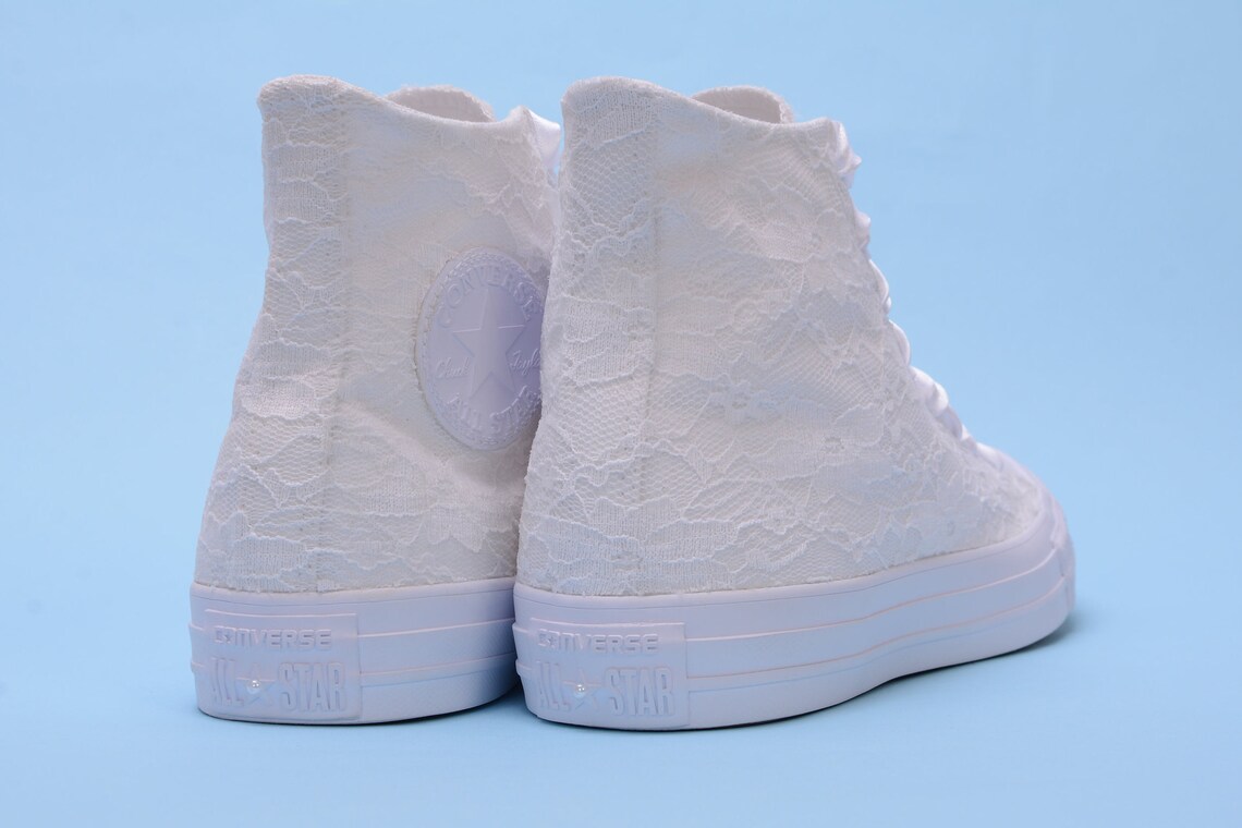 High Top Wedding Converse for Bride White Lace Converse High | Etsy