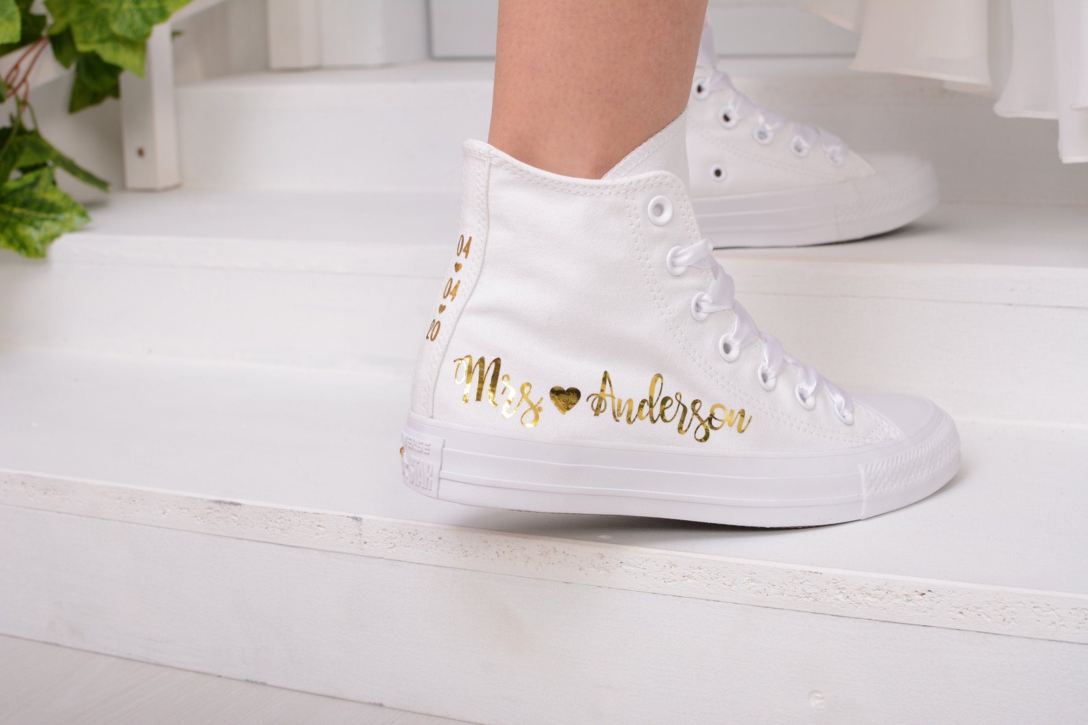 Personalized Wedding Converse for Bride Silver or Gold Foil | Etsy
